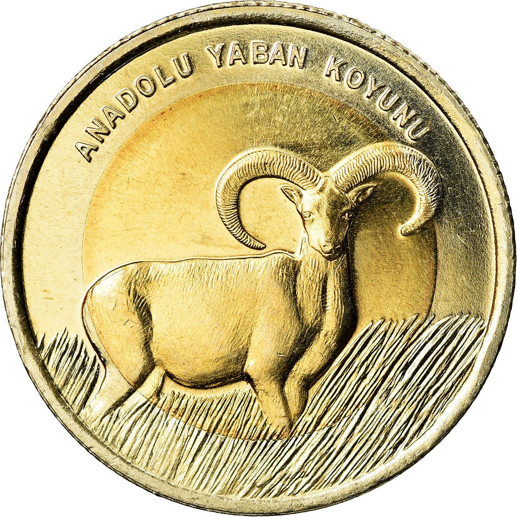Coin Turkey Mouflon d'Anatolie Lira 2015 MS(63) Bi-Metallic ...