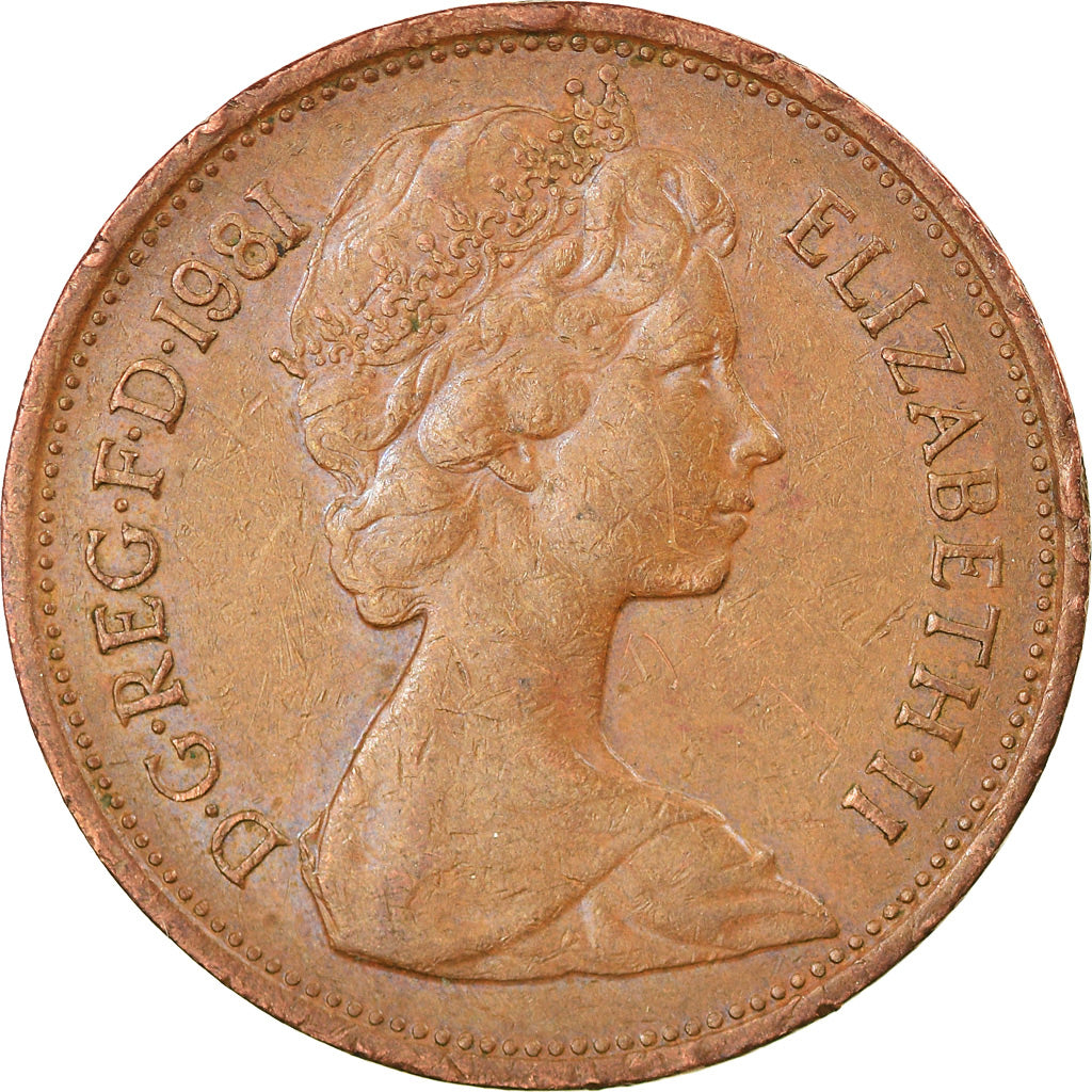Coin Great Britain Elizabeth II 2 New Pence 1981 EF(40-45) Bronze KM ...