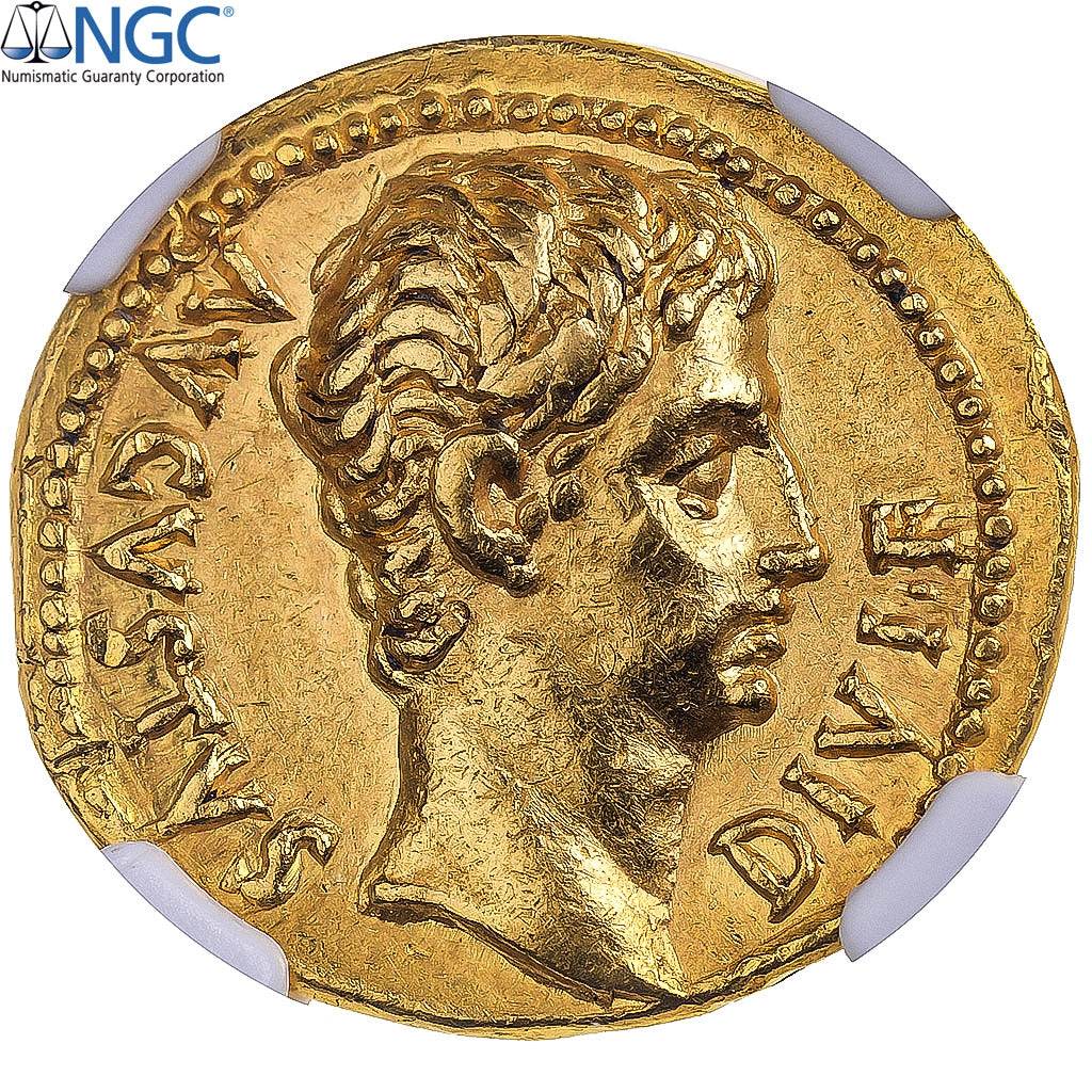 Augustus Aureus 15-13 BC Lugdunum Rare Gold NGC Ch XF 5/5-1/5 RIC:172 ...