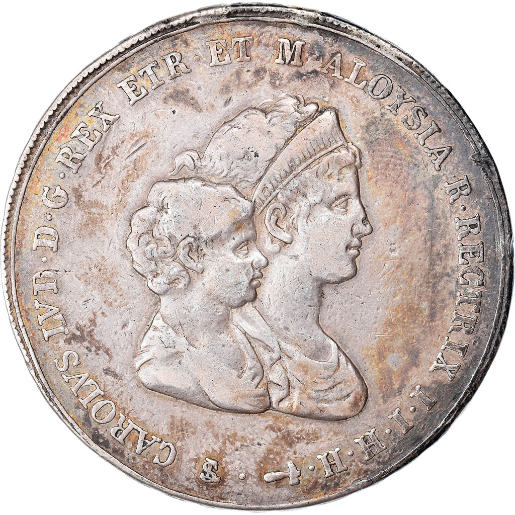 Coin ITALIAN STATES TUSCANY Charles Louis 10 Lire 1807 AU(50-53) Silver ...