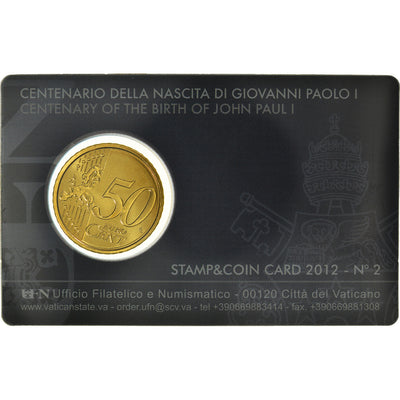 CITTÀ DEL VATICANO 50 Euro Cent 2012 Rome Coin card FDC Ottone ...