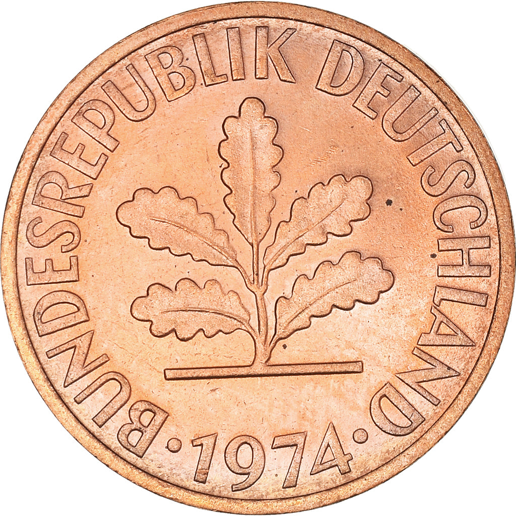 Coin GERMANY - FEDERAL REPUBLIC 2 Pfennig 1974 Stuttgart VF(20-25 ...