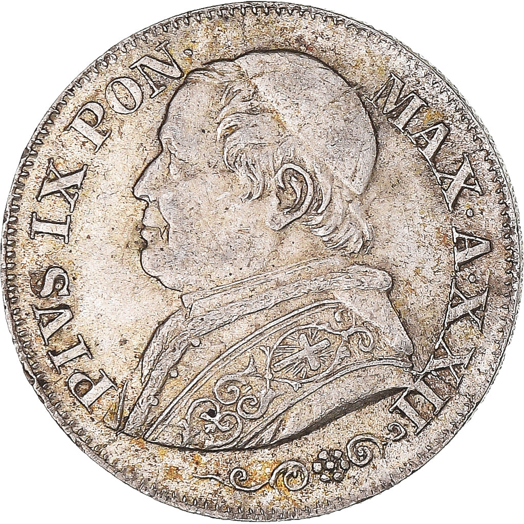 Coin ITALIAN STATES PAPAL STATES Pius IX 10 Soldi 50 Centesimi 1867 ...