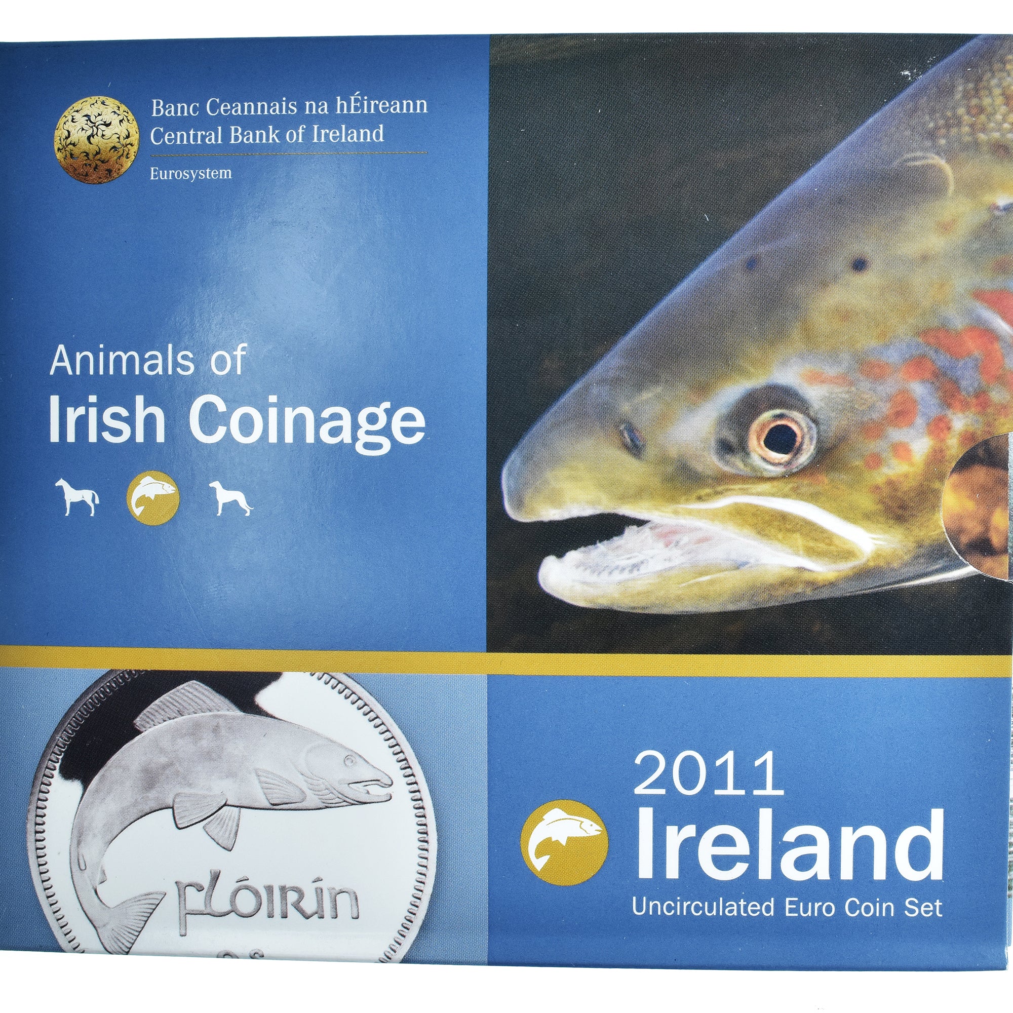 Ireland 1 Cent to 2 Euro euro set - Animals of Irish Coinage - Salmon ...