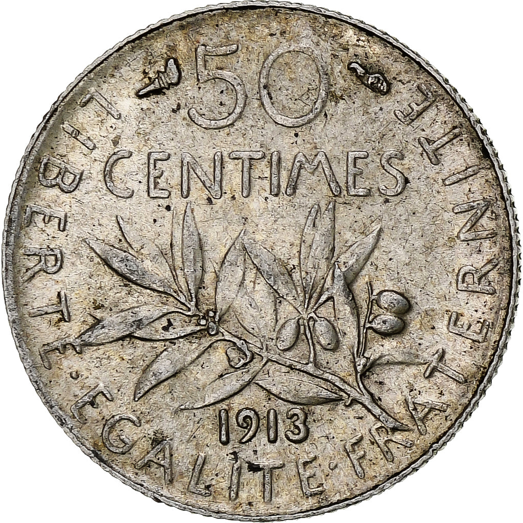 France 50 Centimes Semeuse 1913 Paris Silver AU(50-53) Gadoury:420 – Numiscorner.com