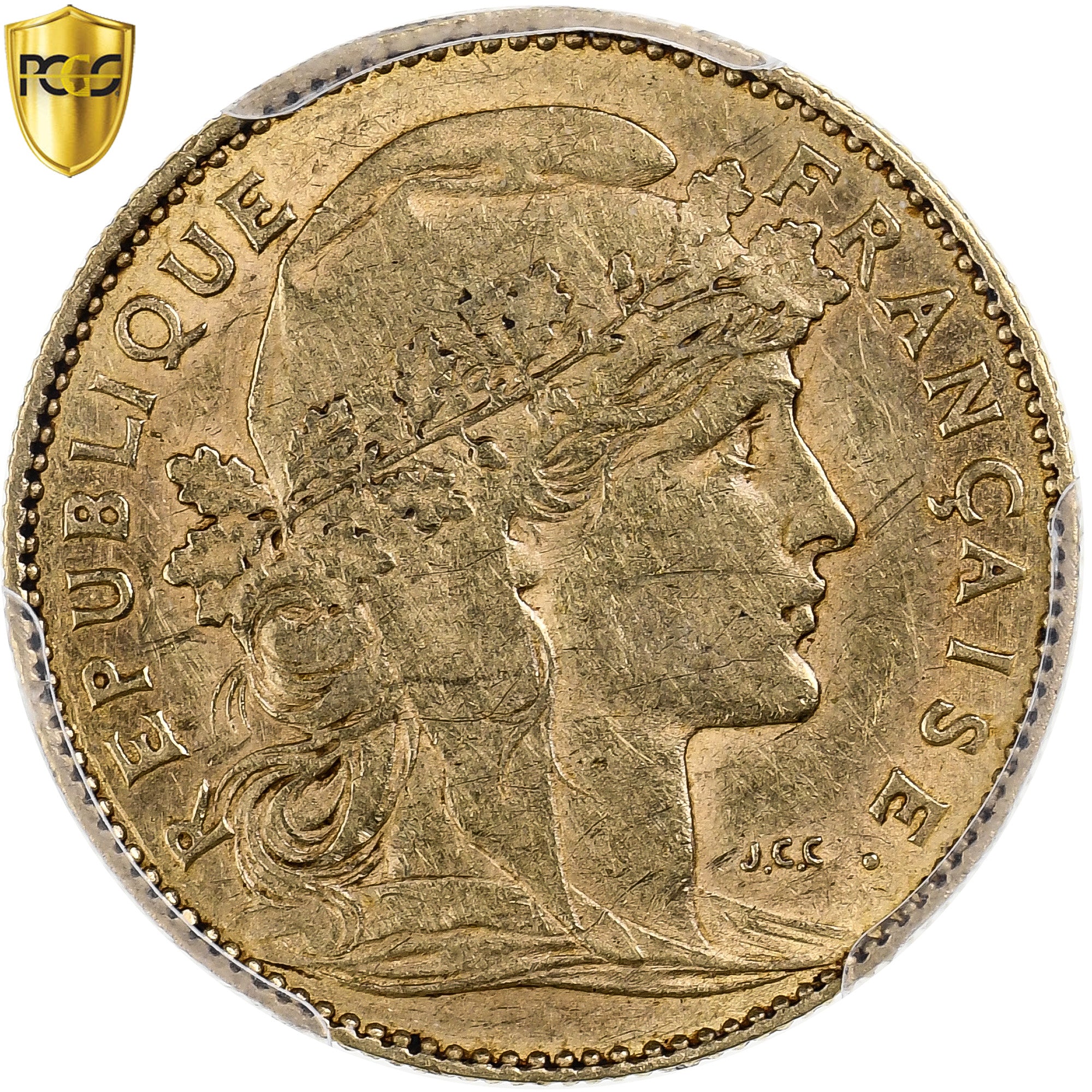 France 10 Francs Marianne 1901 Paris Gold PCGS AU(50-53) Le Franc:F.509 ...