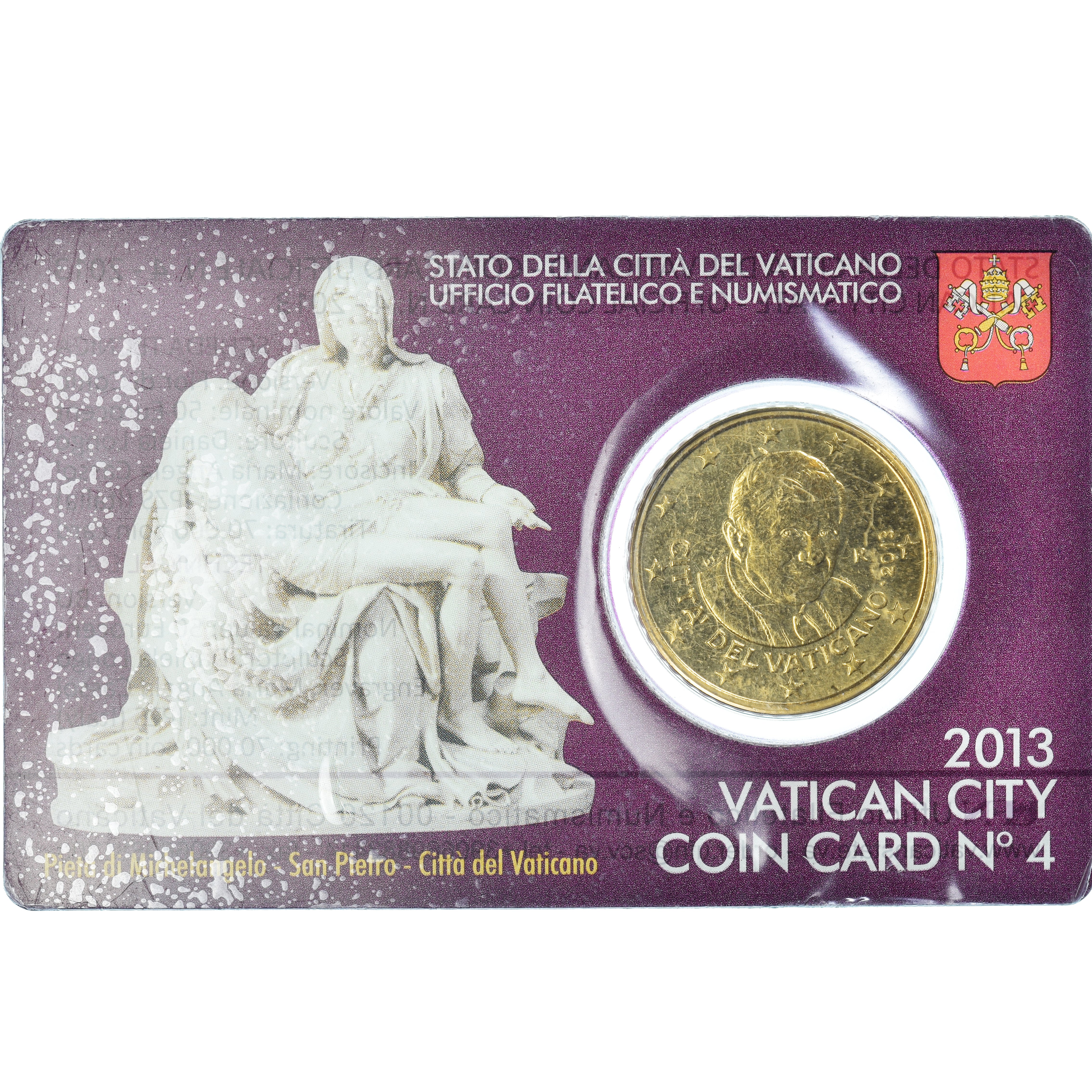 Cité du Vatican 50 Euro Cent 2013 Rome PIETÀ DE MICHEL-ANGE .coin card ...