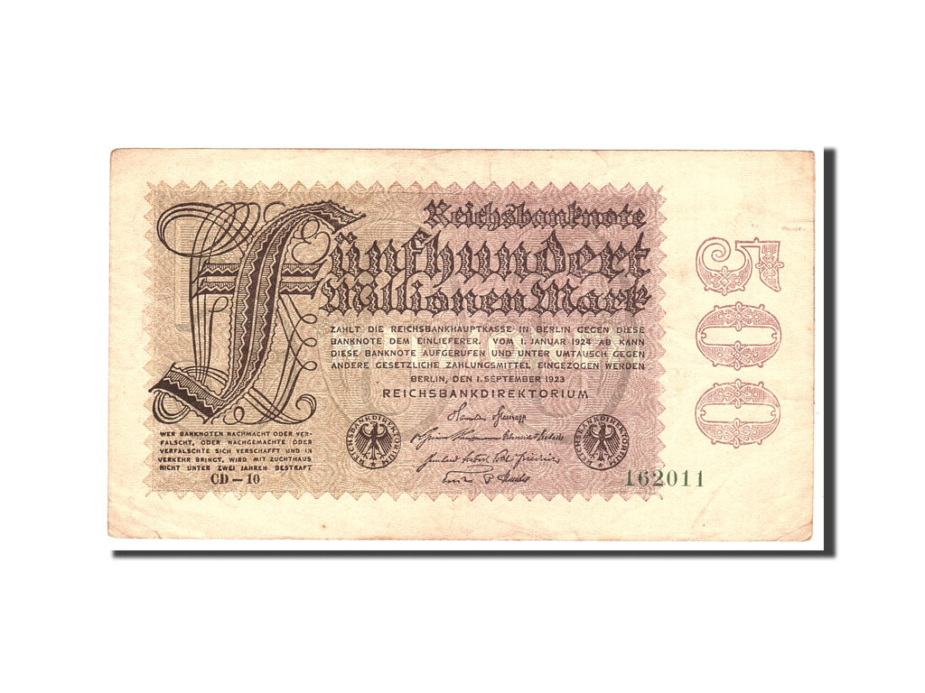 Banknote Germany 500 Millionen Mark 1923 1923-09-01 KM:110d EF(4 ...
