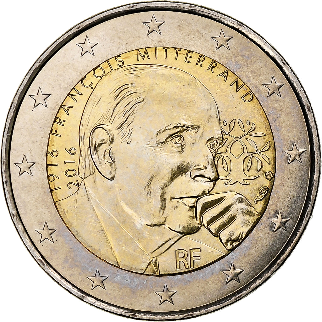 France 2 Euro François Mitterrand 2016 MS(63) Bi-Metallic – Numiscorner.com