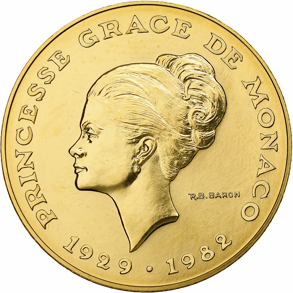 Coin Monaco Grace Kelly 10 Francs 1982 Paris ESSAI MS(65-70) Gold ...