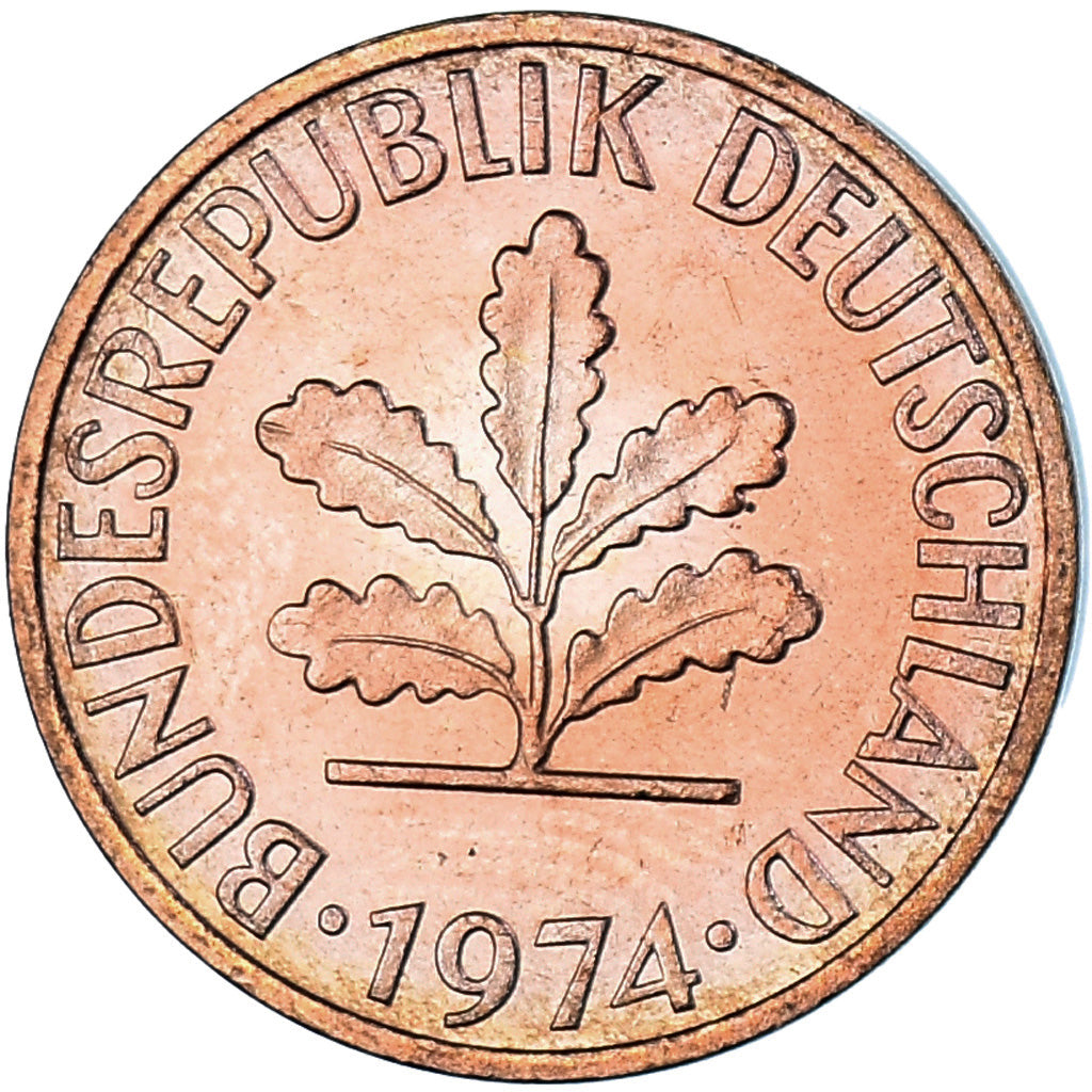 Coin GERMANY - FEDERAL REPUBLIC 2 Pfennig 1974 Stuttgart AU(55-58 ...
