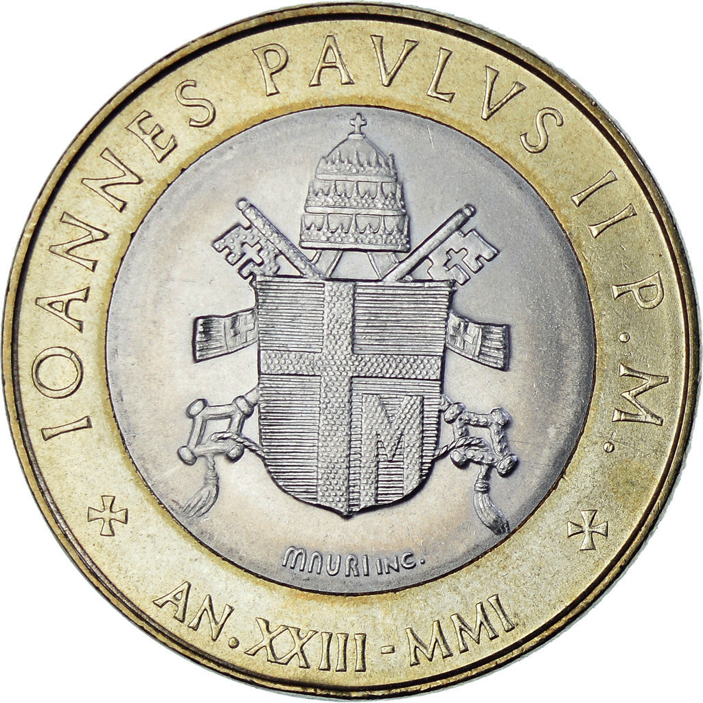 Coin VATICAN CITY John Paul II 1000 Lire 2001 Rome MS(63) Bi-Metallic ...
