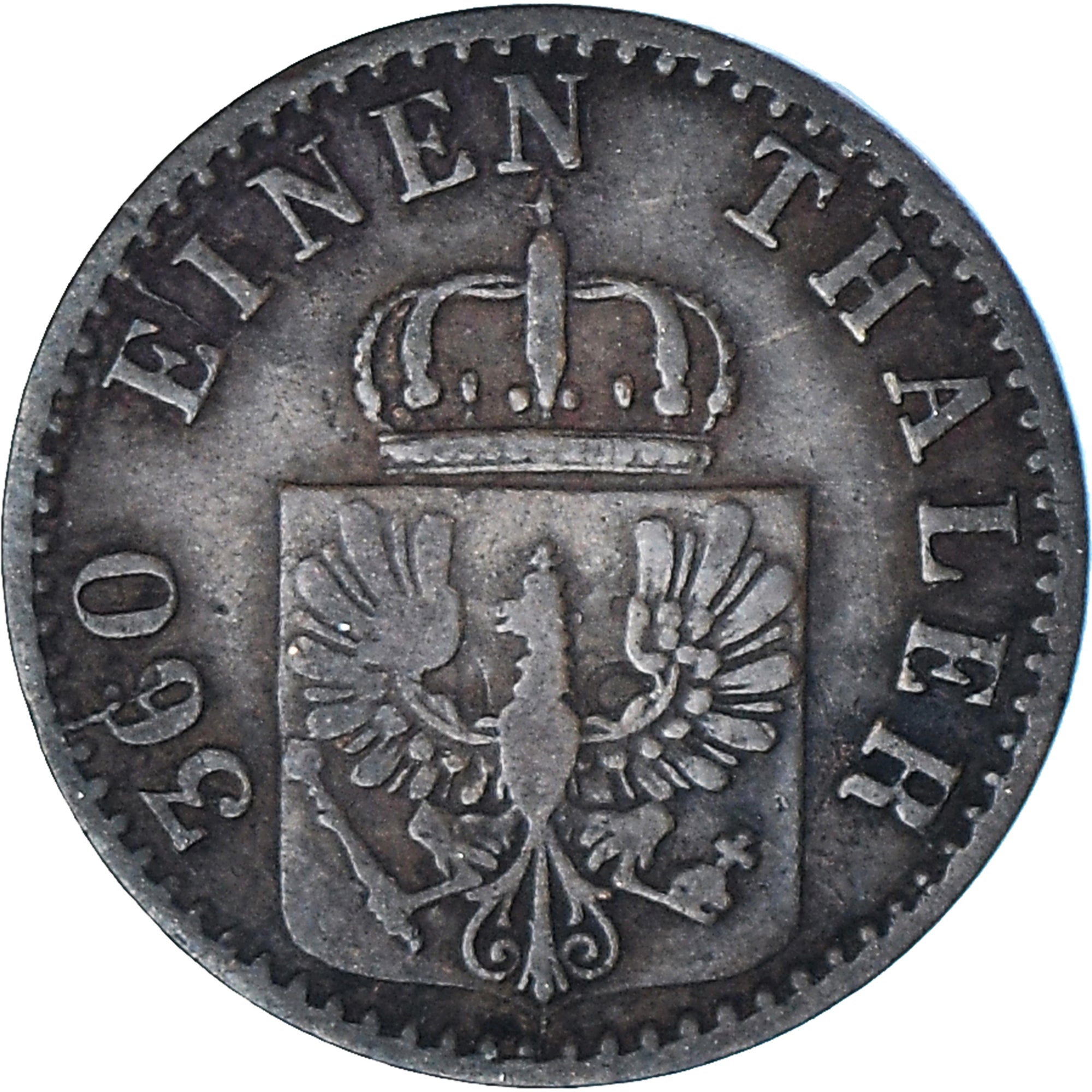 Coin German States PRUSSIA Wilhelm I Pfennig 1867 Berlin AU(55-58 ...
