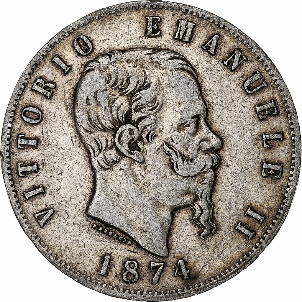 Italie Vittorio Emanuele II 5 Lire 1874 Milan Argent TB KM:8.3 ...