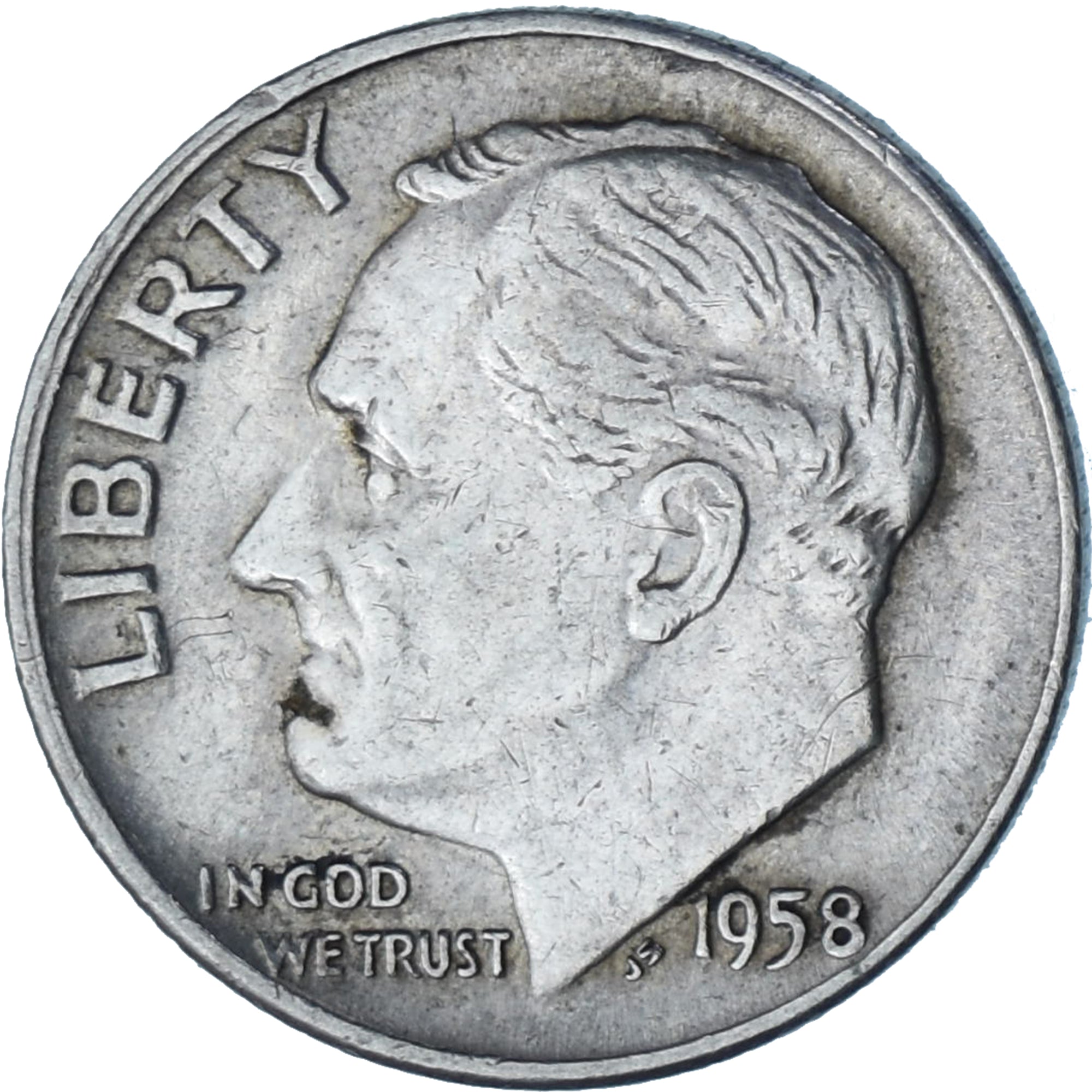 United States Dime Roosevelt Dime 1958 U.S. Mint Silver EF(40-45) KM ...