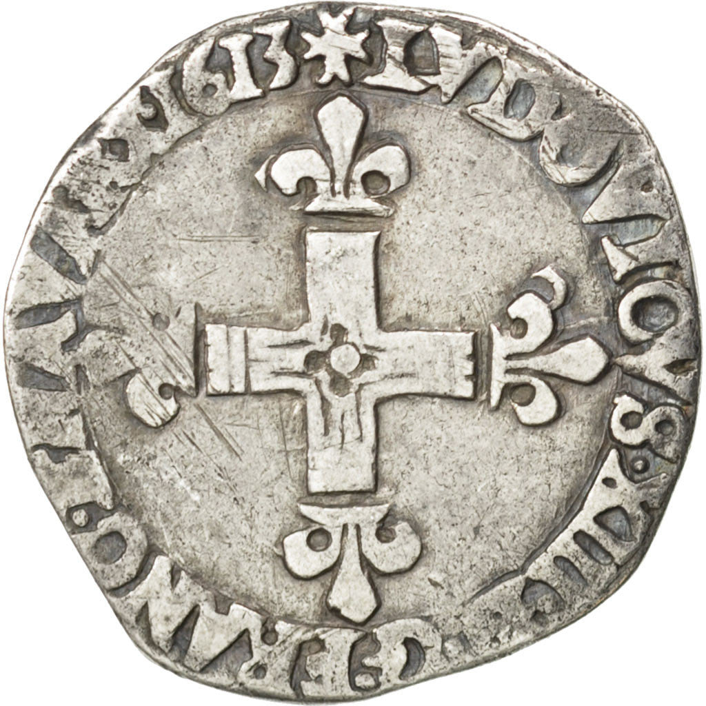 Coin France Louis XIII 1/8 Écu à la croix 1/8 Ecu 1613 Bayonne ...