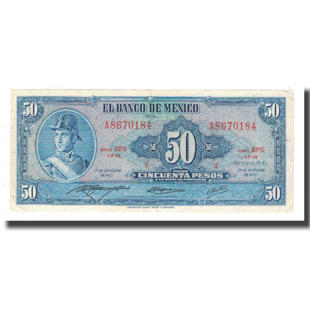 Banknote Mexico 50 Pesos 1972 1972-12-29 KM:49u EF(40-45) – Numiscorner.com