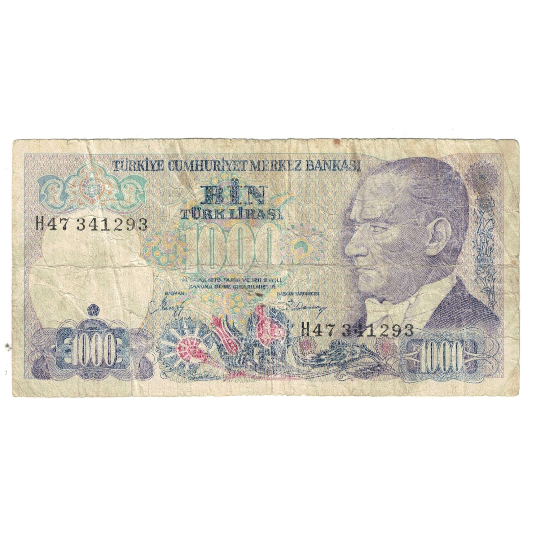 Banknote Turkey 1000 Lira 1970 KM:191 VF(20-25) – Numiscorner.com