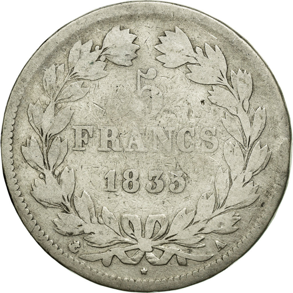 Coin France Louis-Philippe 5 Francs 1835 Paris F(12-15) Silver KM:749.1 ...