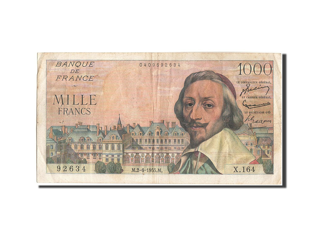Banknote France 1000 Francs 1 000 F 1953-1957 ''Richelieu'' 1955 ...