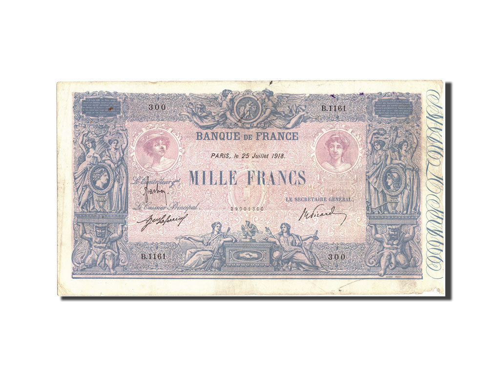 Banknote France 1000 Francs 1 000 F 1889-1926 ''Bleu et Rose'' 1918 ...