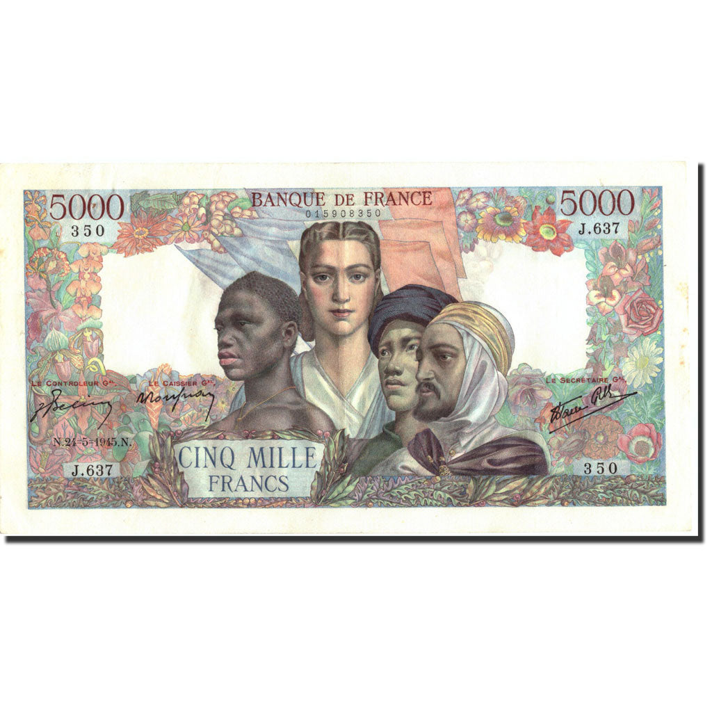 Banknote France 5000 Francs 5 000 F 1942-1947 ''Empire Français'' 1945 ...