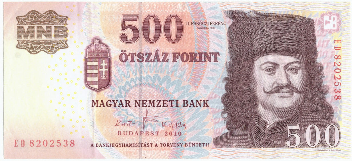 Banknote Hungary 500 Forint 2010 2010 KM:196c UNC(60-62) – Numiscorner.com