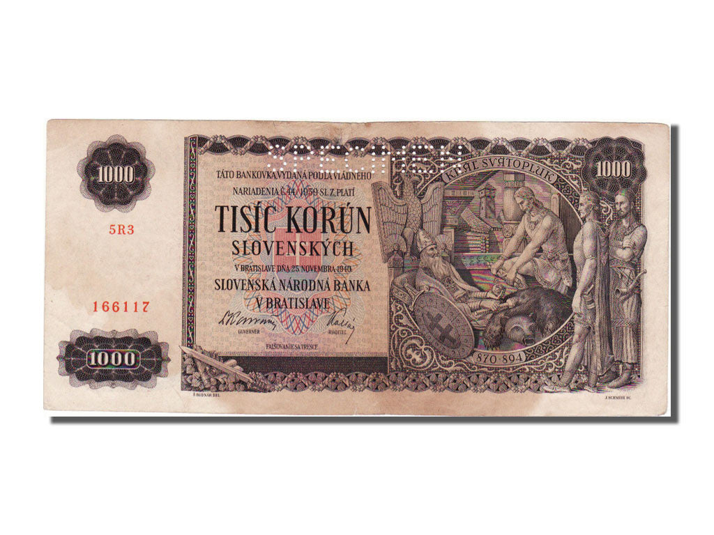 Banknote Slovakia 1000 Korun 1940 1940-11-25 EF(40-45) – Numiscorner.com