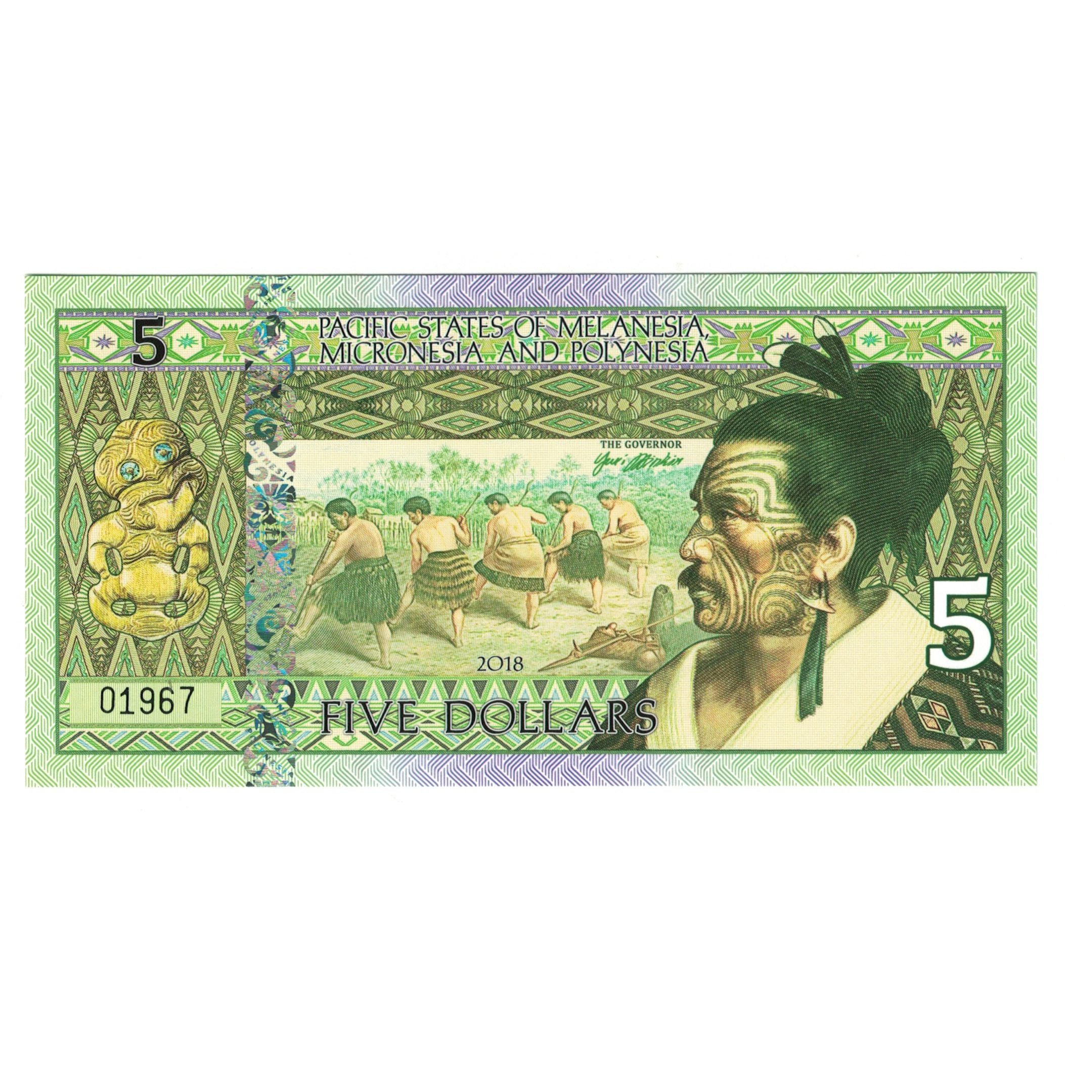 Banknote United States 5 Dollars 2018 PACIFIC STATES OF MELANESIA ...