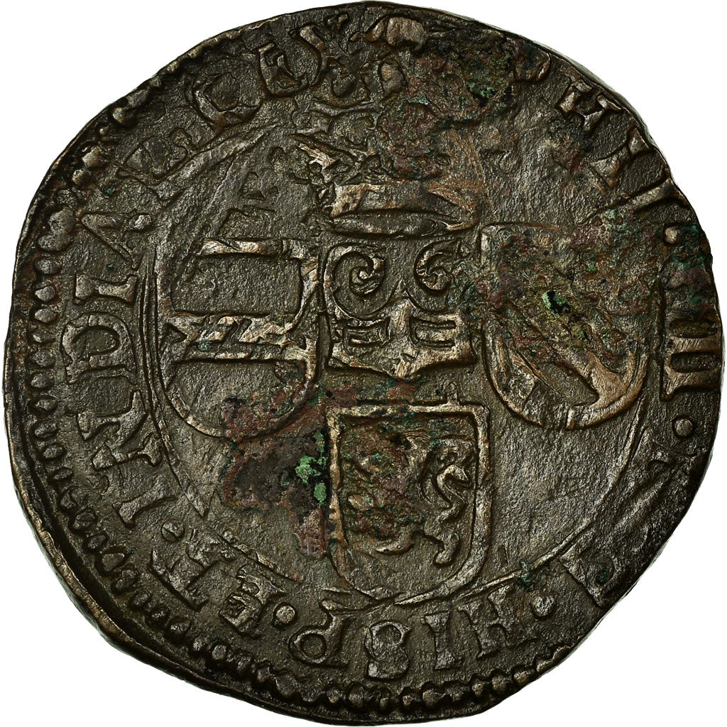 Monnaie Pays-Bas espagnols Artois Liard 1627 Arras TTB+ Cuivre ...