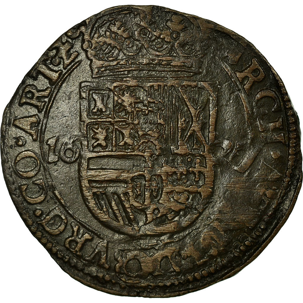 Monnaie Pays-Bas espagnols Artois Liard 1627 Arras TTB+ Cuivre ...