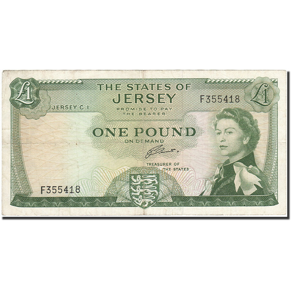 Banknote Jersey 1 Pound 1963 Undated (1963) KM:8b EF(40-45 ...