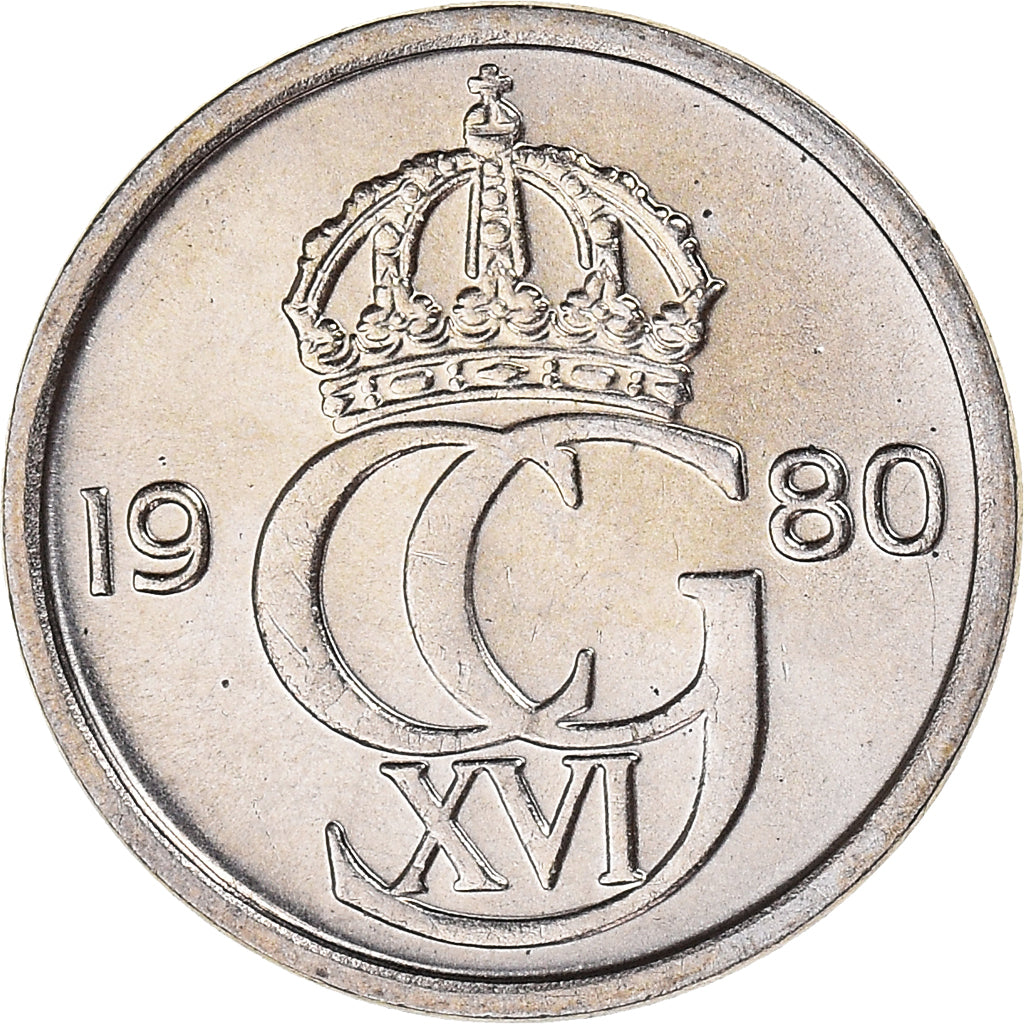 Coin Sweden Carl XVI Gustaf 10 Öre 1980 Copenhagen MS(63) Copper-nickel ...