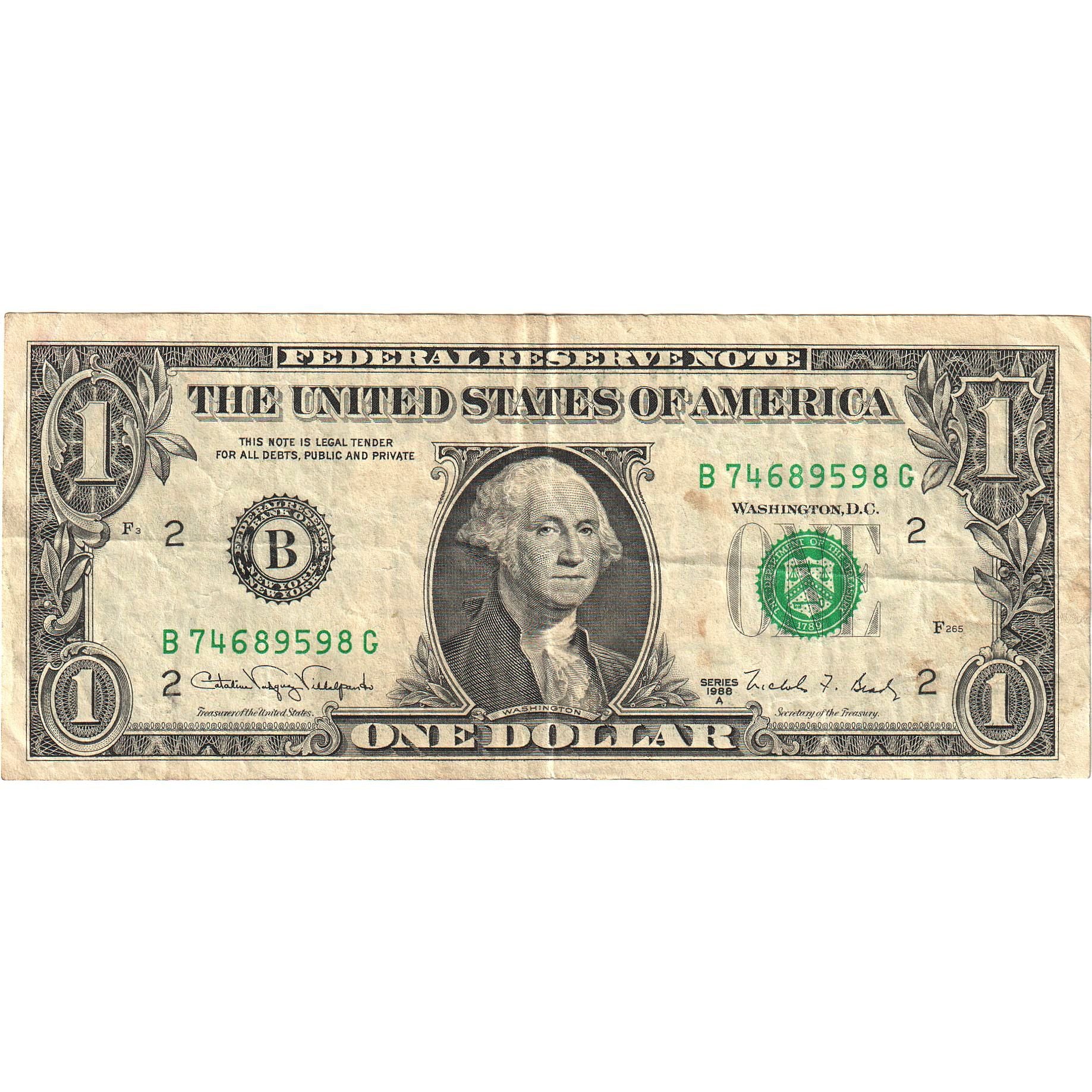 Banknote United States One Dollar 1988A 1988A VF(30-35) – Numiscorner.com