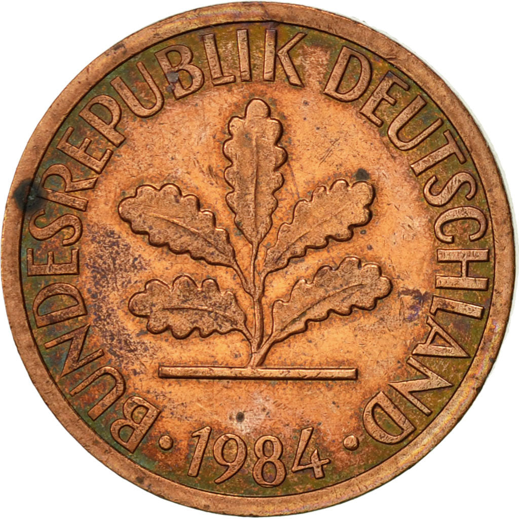 Coin GERMANY - FEDERAL REPUBLIC Pfennig 1984 Karlsruhe EF(40-45) Copper ...