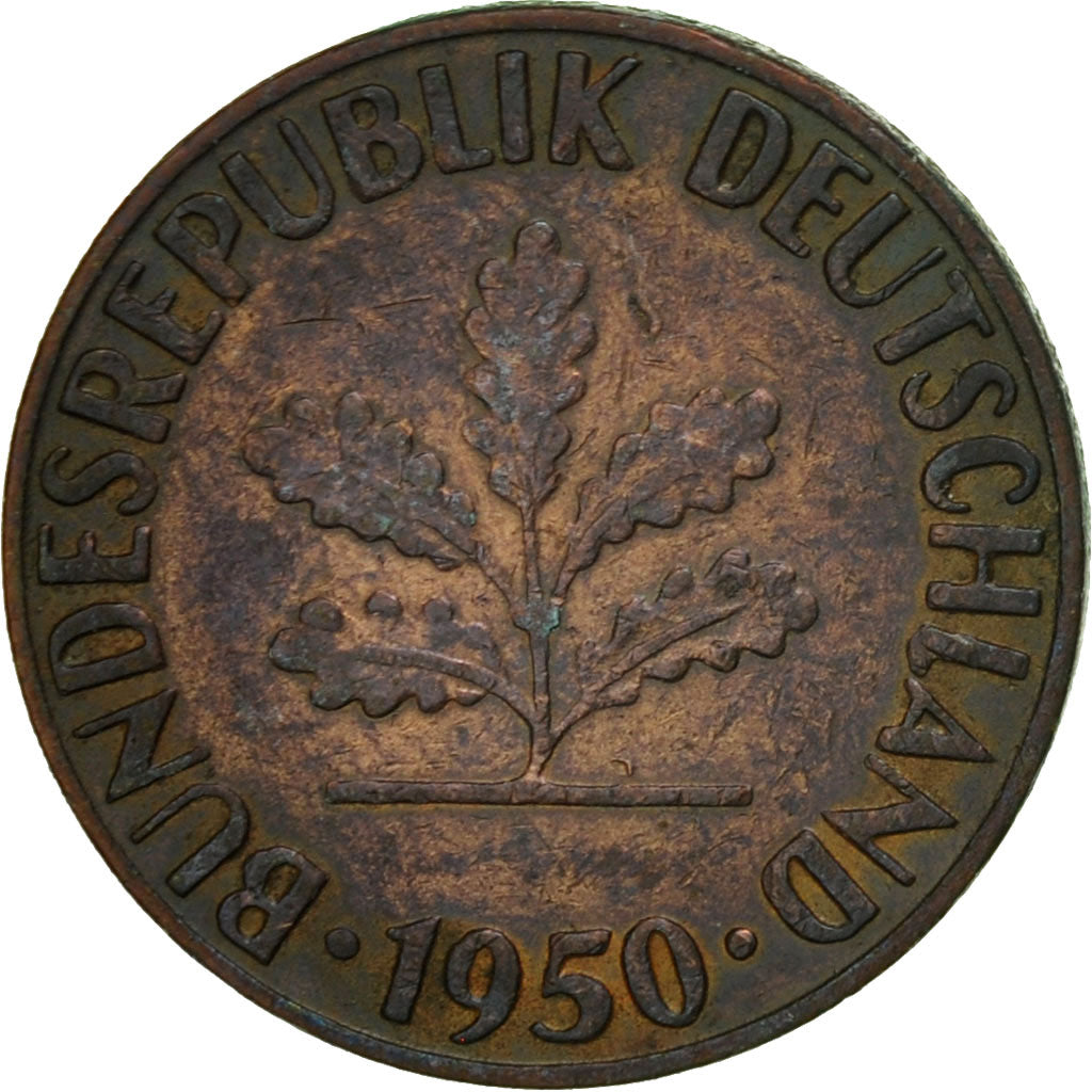 Coin GERMANY - FEDERAL REPUBLIC Pfennig 1950 Stuttgart EF(40-45) Copper ...