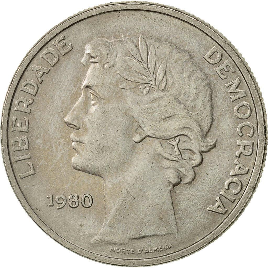 Coin Portugal 25 Escudos 1980 AU(50-53) Copper-nickel KM:607a ...