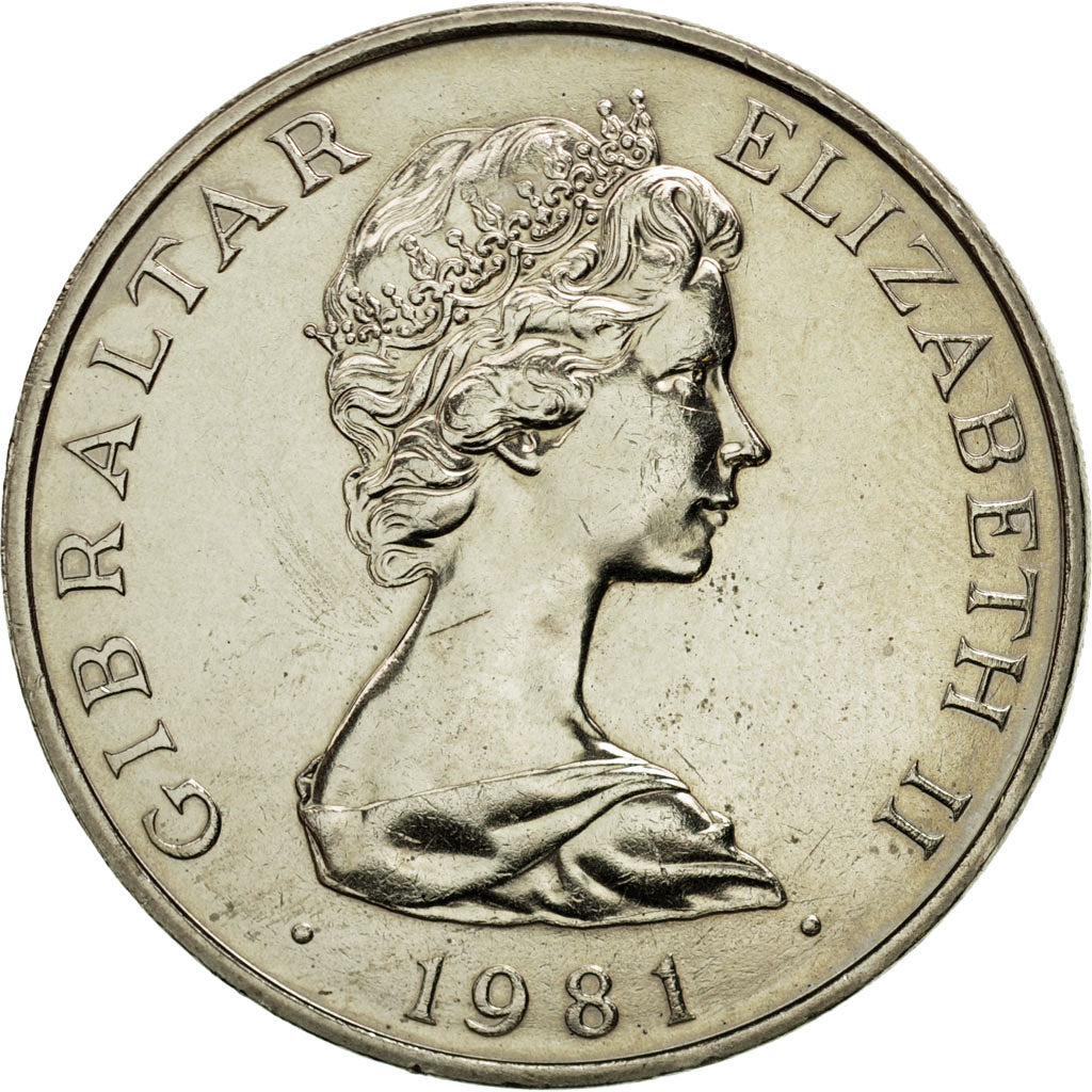 Munten Gibraltar Elizabeth II Crown 1981 PR+ Copper-nickel KM:14 ...