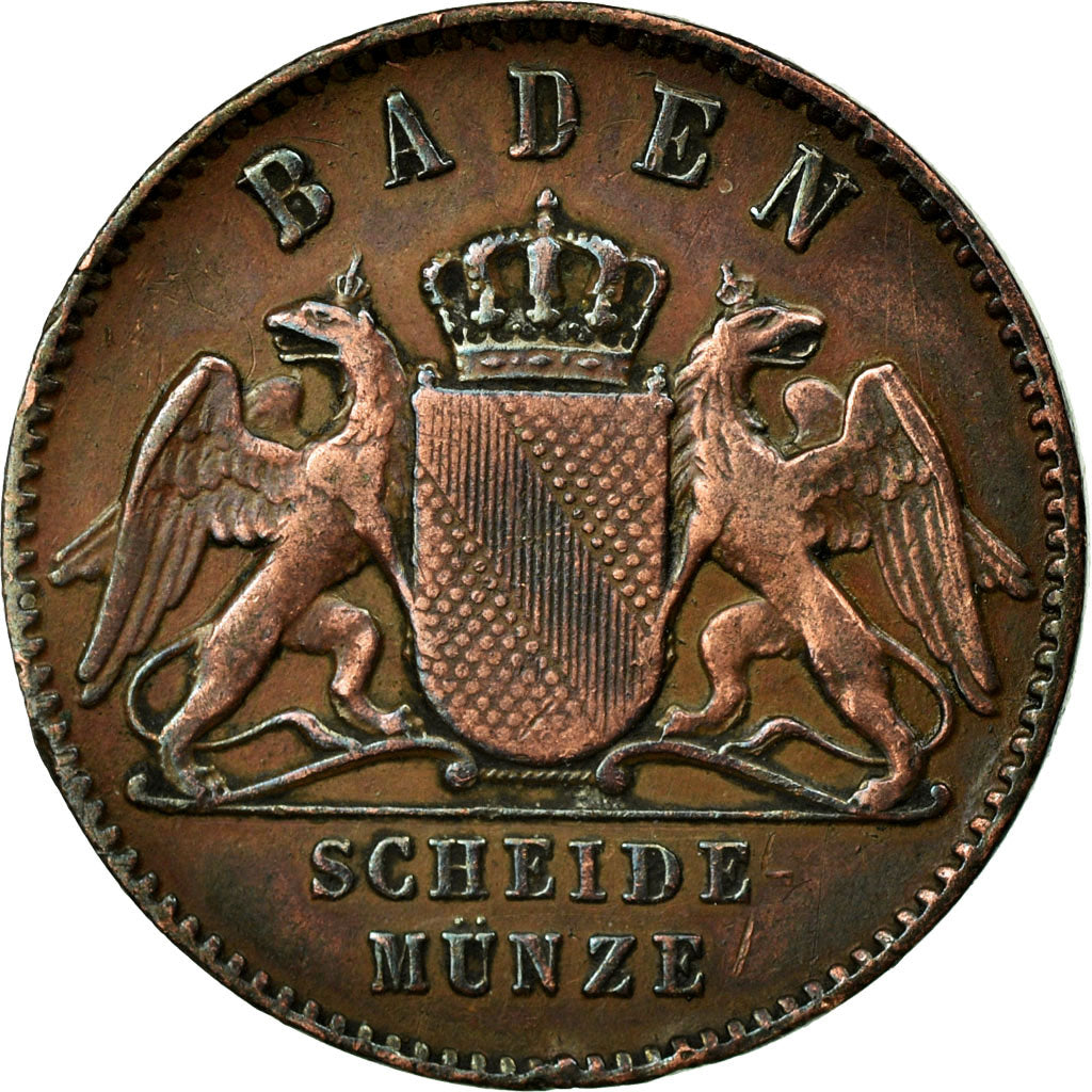 Coin German States BADEN Friedrich I Kreuzer 1870 EF(40-45) Copper ...