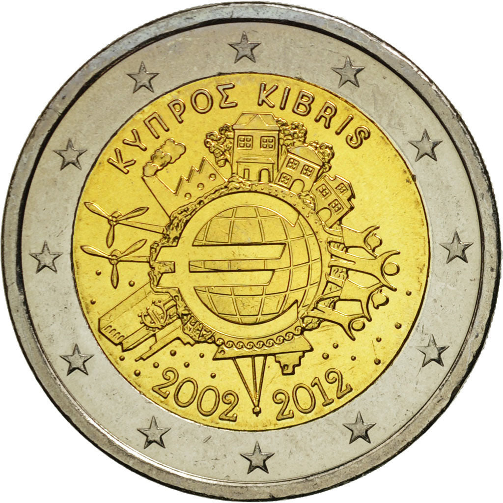 Cyprus 2 Euro €uro 2002-2012 2012 MS(63) Bi-Metallic – Numiscorner.com