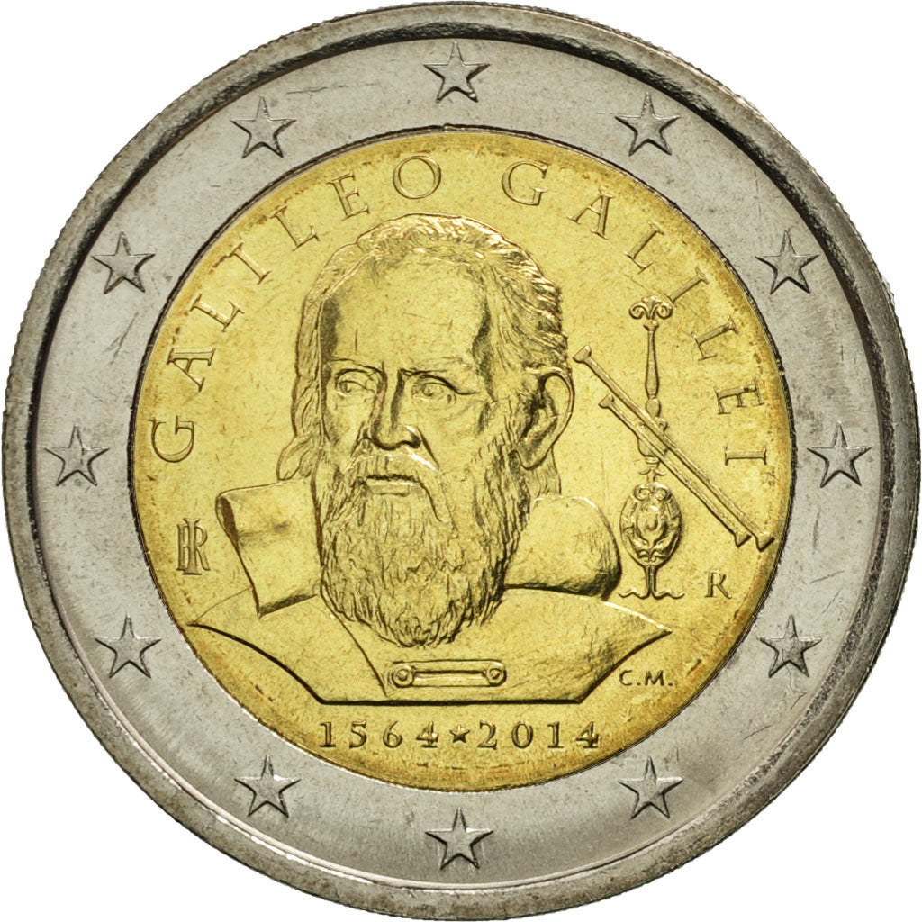 Italy 2 Euro Galileo Galilei 2014 MS(63) Bi-Metallic – Numiscorner.com