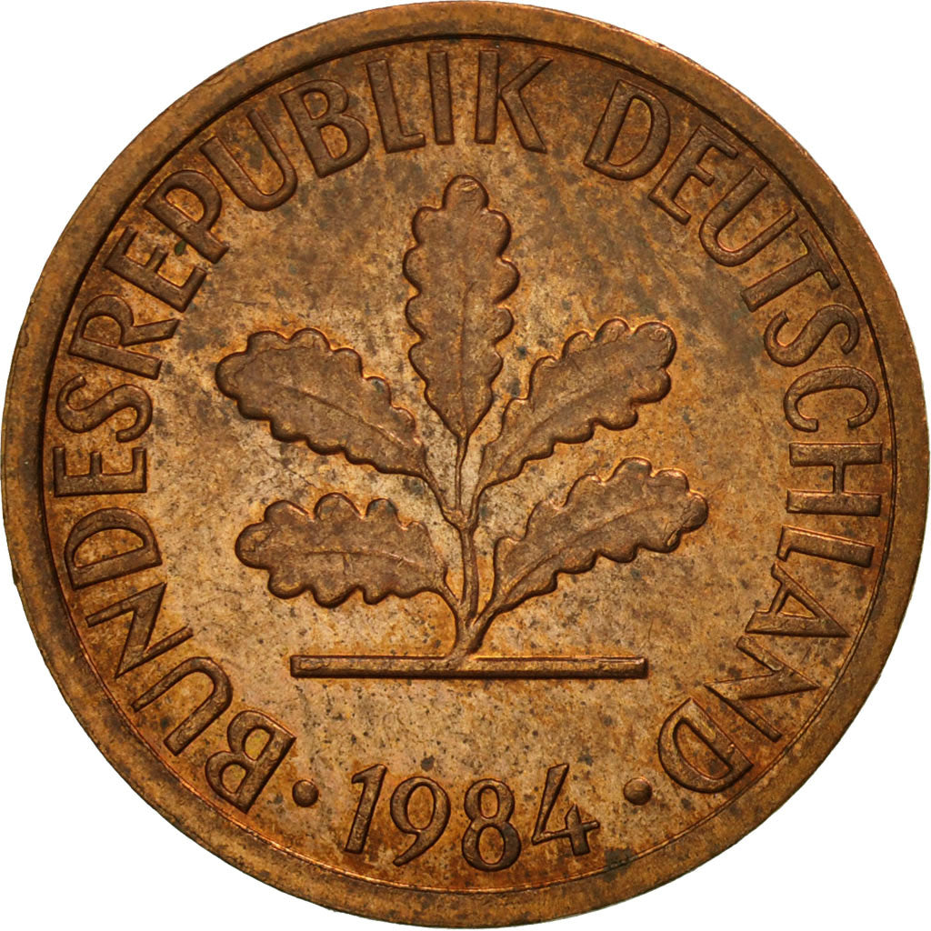 Moneda ALEMANIA - REPÚBLICA FEDERAL Pfennig 1984 Hambourg EBC+ Cobre ...