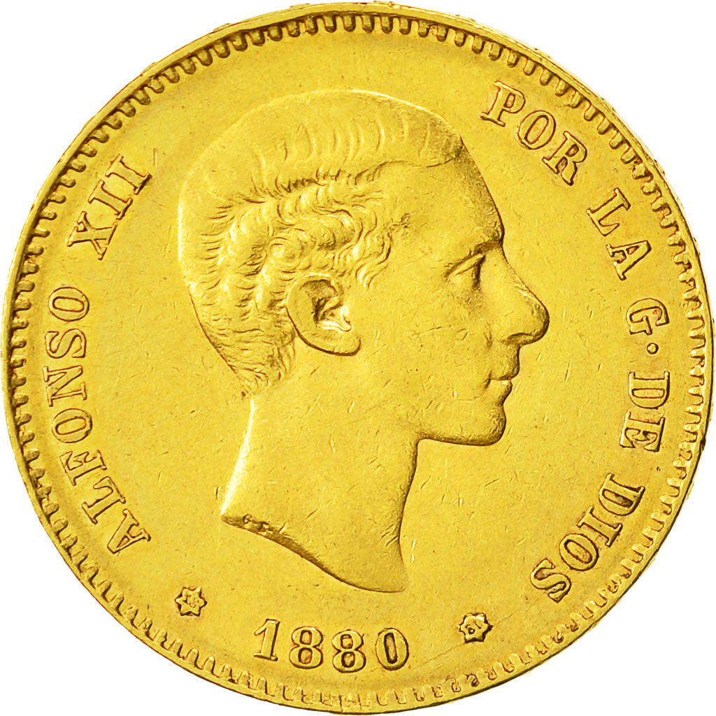 Moneda España Alfonso XII 25 Pesetas 1880 Madrid MBC+ Oro KM:673 ...