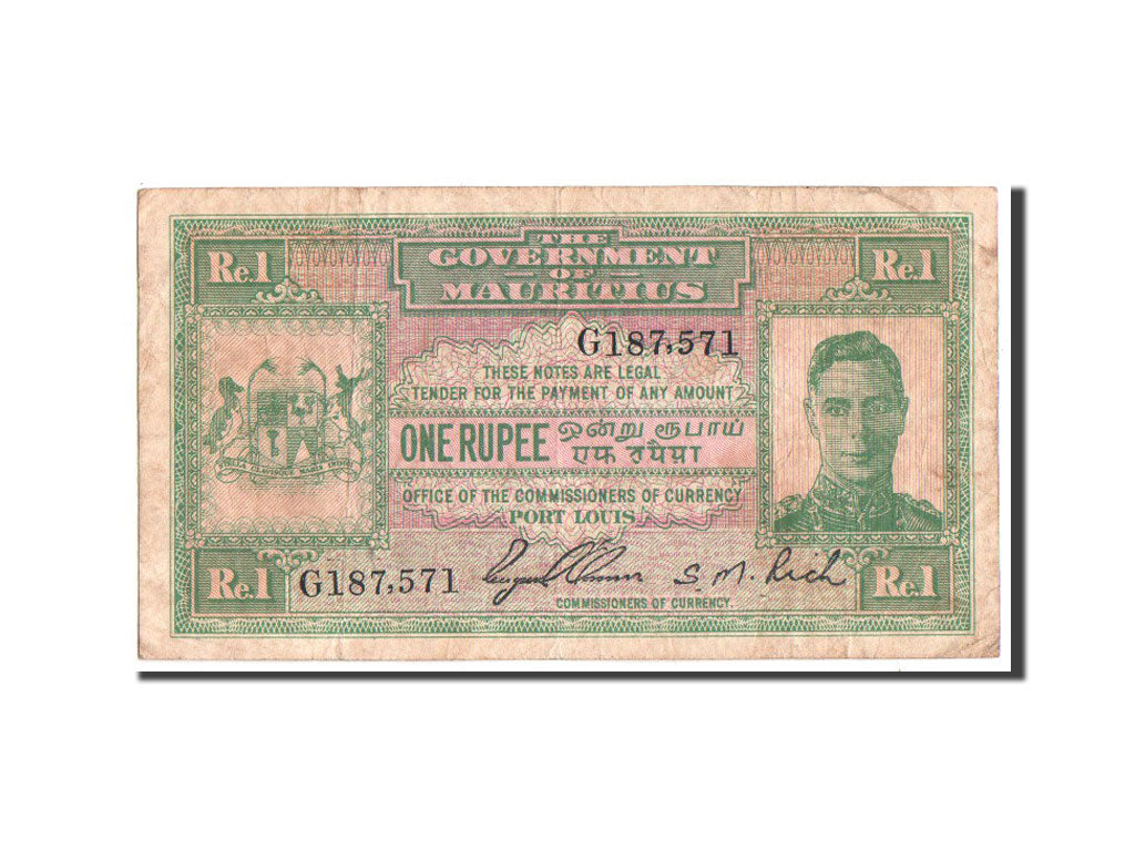 Banknote Mauritius 1 Rupee 1940 KM:26 VF(20-25) – Numiscorner.com