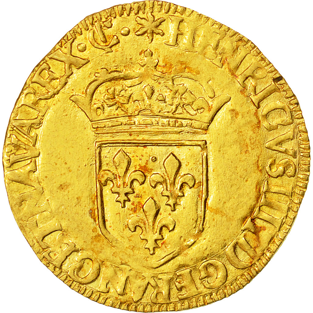 Moneda Francia Henri IV Ecu d'or 1596 Aix EBC Oro KM:10.6 Sombart:4960 ...