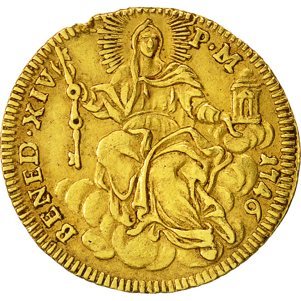 Coin ITALIAN STATES PAPAL STATES Benedict XIV Zecchino 1746 Roma ...