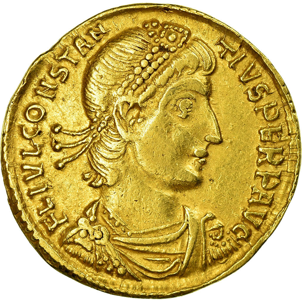 Coin Constantius II Solidus Thessalonica AU(55-58) Gold RIC:150 ...