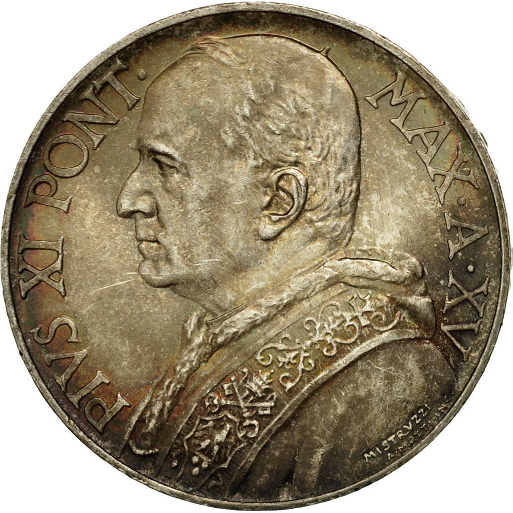 Coin VATICAN CITY Pius XI 10 Lire 1936 MS(60-62) Silver KM:8 ...