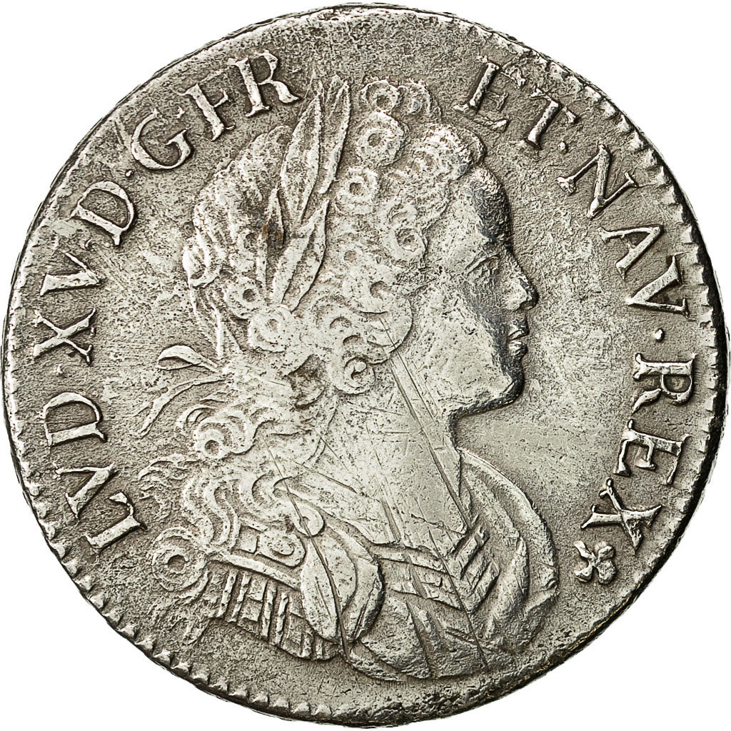 Coin France Louis XV Écu de France-Navarre 1718 Paris EF(40-45) Gad ...
