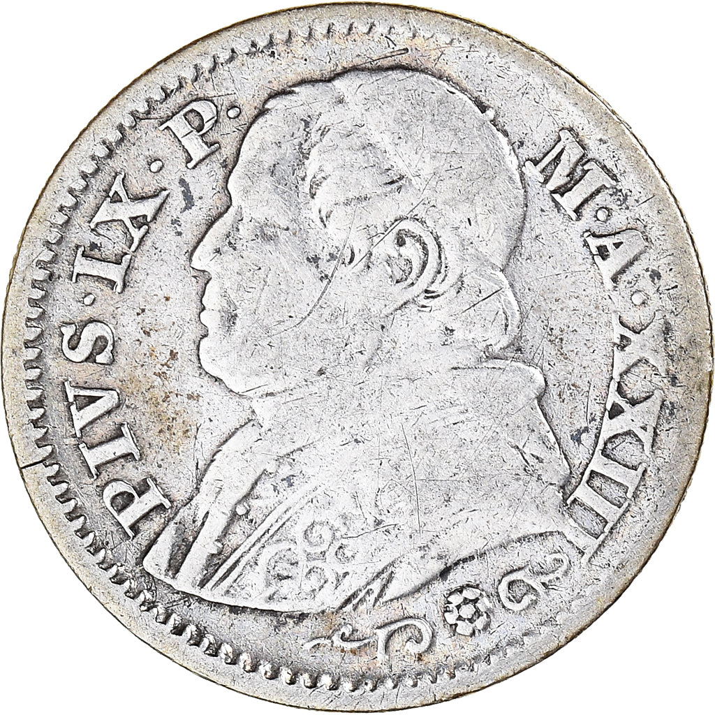 Coin ITALIAN STATES PAPAL STATES Pius IX 10 Soldi 50 Centesimi 1868 ...